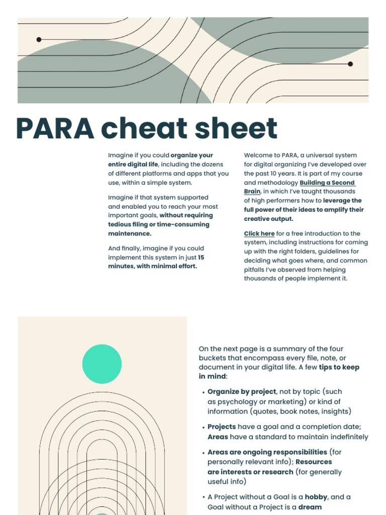 PARA Cheat Sheet | PDF | Directory (Computing) | Computing