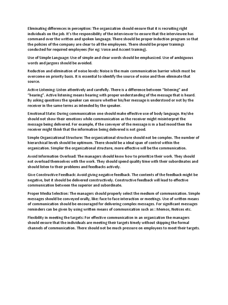 Eliminating Differences in Perception | PDF | Communication ...