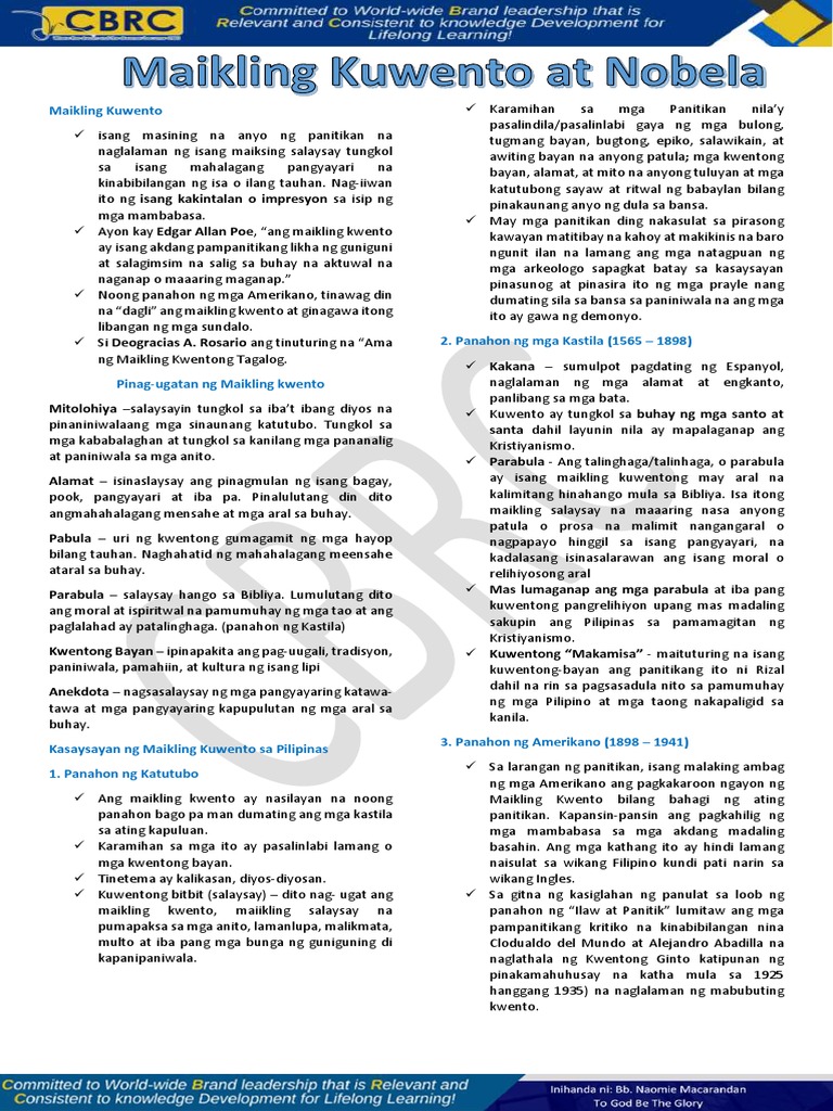 Maikling Kuwento at Nobela 2.0 | PDF