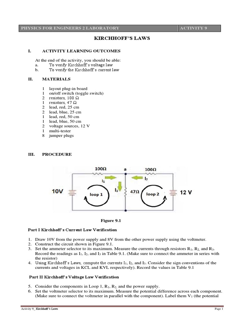 Verifying Kirchhoff's Laws in Circuits | PDF | Science & Mathematics ...