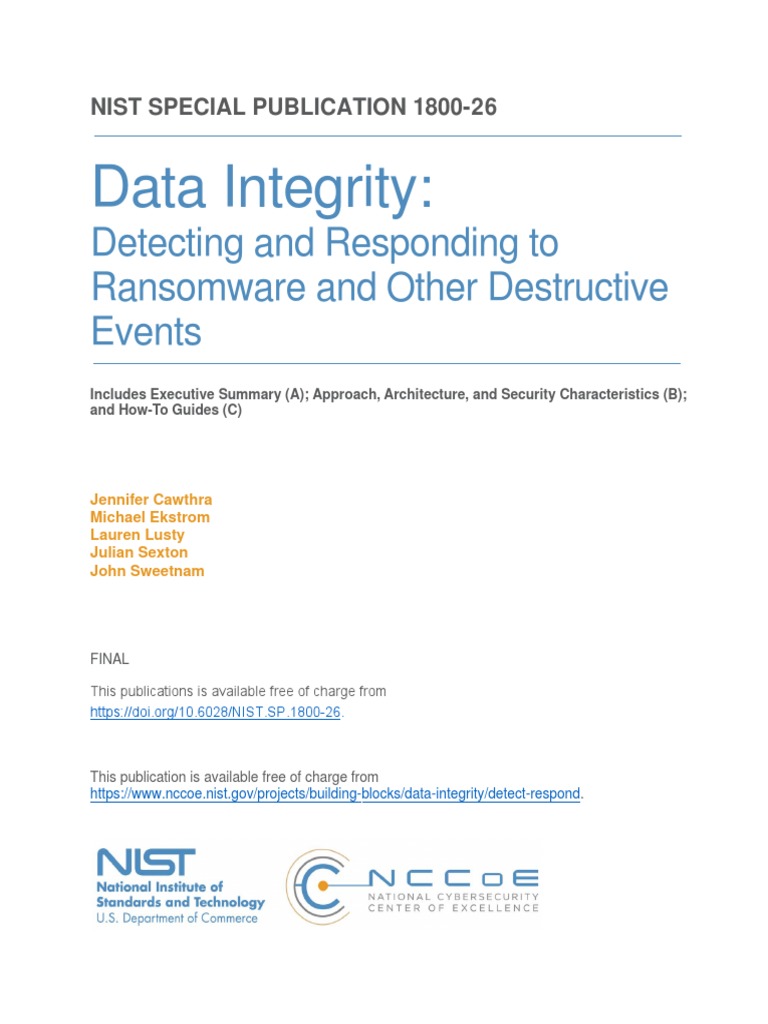 NIST - SP.1800-26 - Data Integrity PDF | PDF | Security | Computer Security