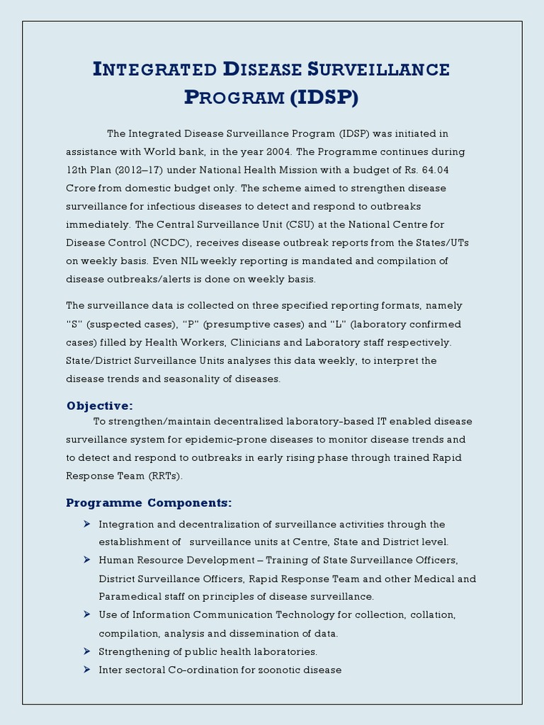 Integrated Disease Surveillance Program | PDF | Health Care | Health ...