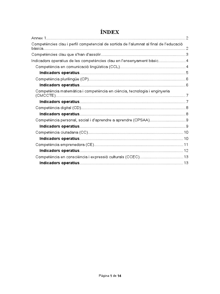 Annex 1 - Competències Clau I Perfil Competencial de Sortida de L'alumnat | PDF