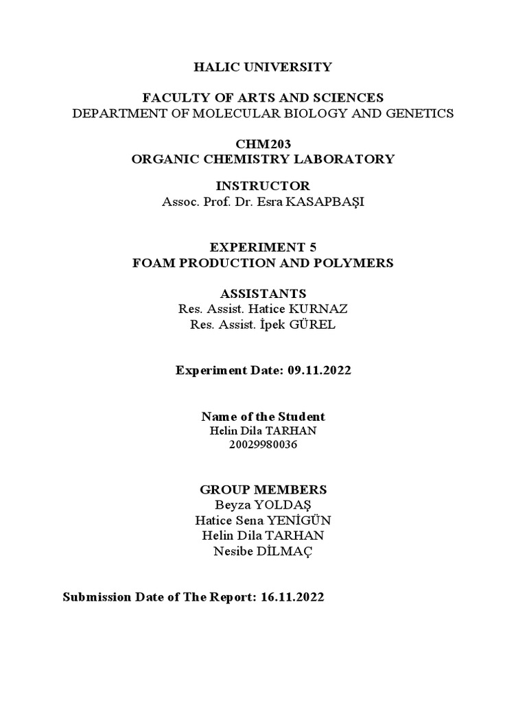5th Experiment Report Organic Chemistry Lab | PDF | Polymers | Polymerization
