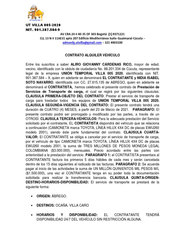 Contrato Toyota Ewu260 | PDF | Economias