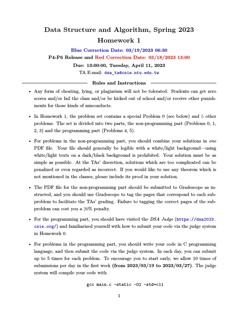 Data Structure and Algorithm, Spring 2023 Homework 1: P4-P6 Release and Due: 13:00:00, Tuesday ...