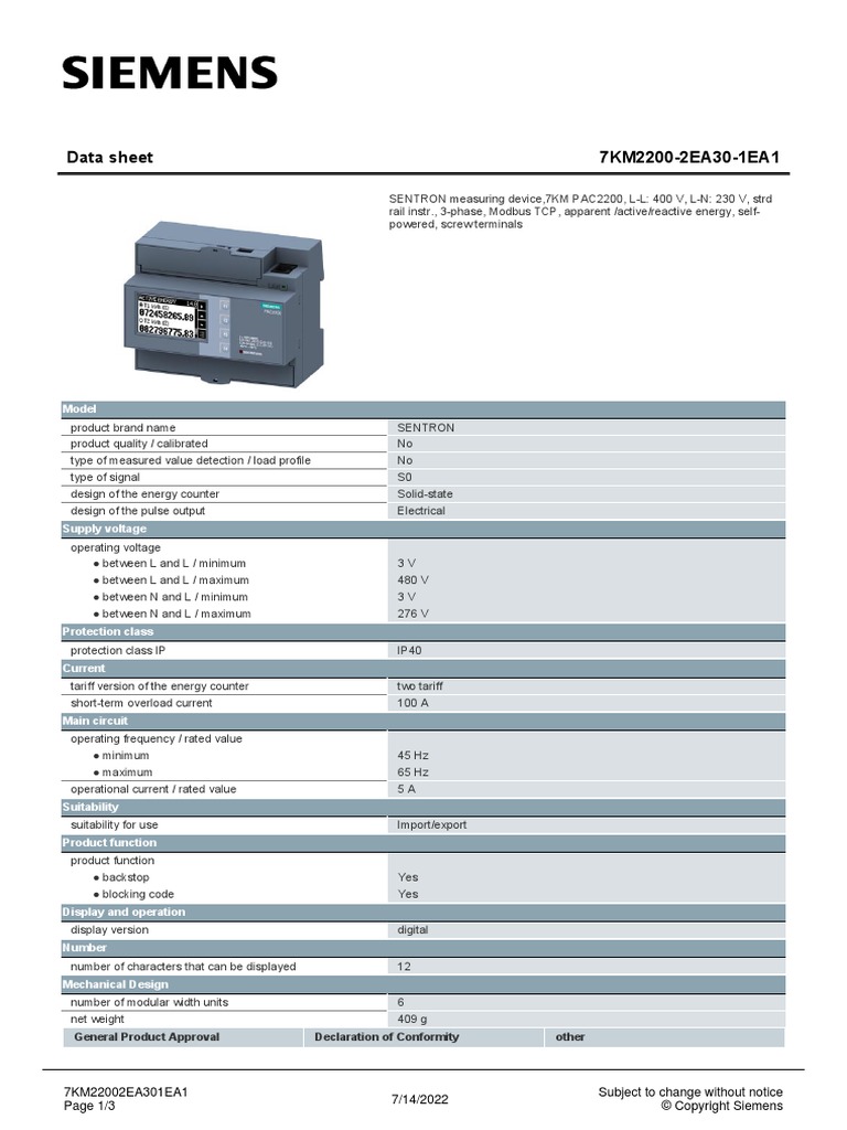 7KM22002EA301EA1 - Datasheet (PAC2200) | PDF | Electromagnetism | Electronic Engineering