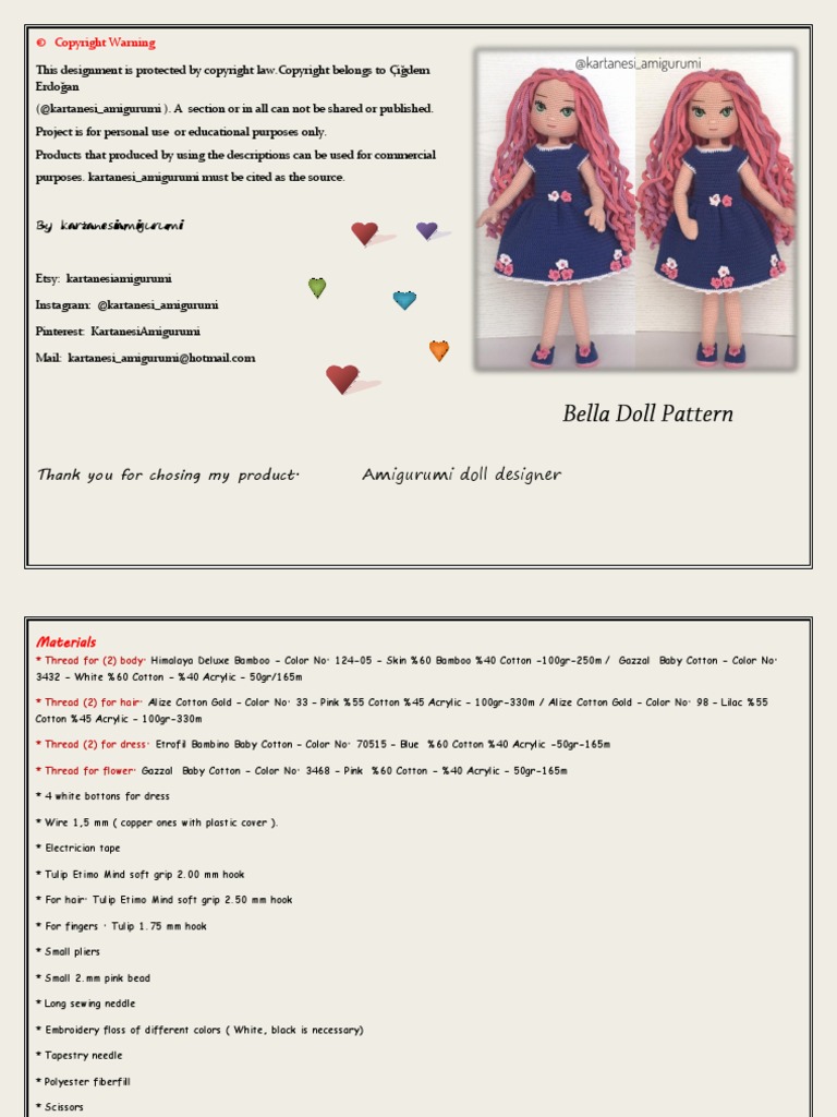 Bella Doll Full Pattern | PDF | Crochet | Yarn