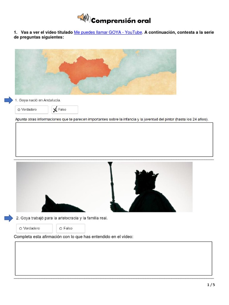 GOYA - Comprensión Oral - Élève | PDF | Francisco Goya | Pinturas