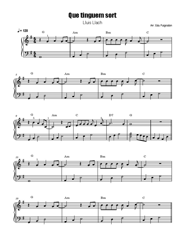 Que Tinguem Sort: Piano Arrangements | PDF