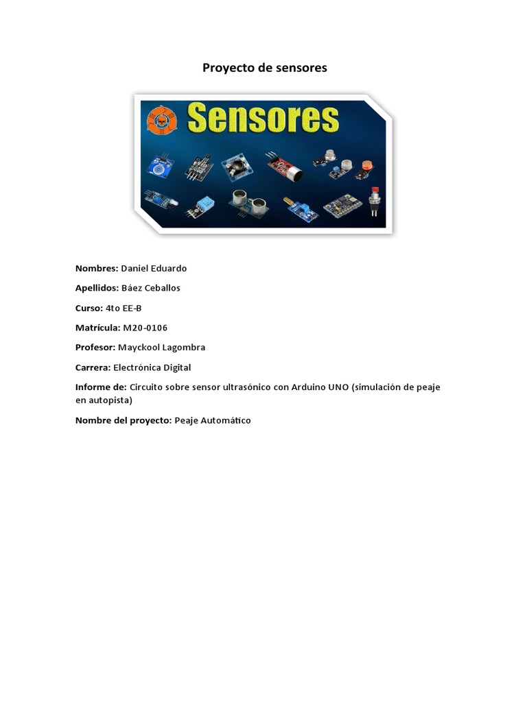 Proyecto de Sensores | PDF | Arduino | Sensor
