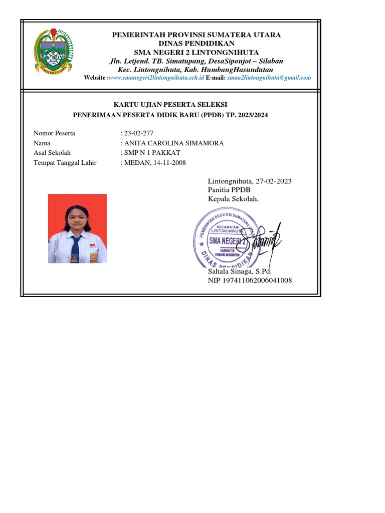 PPDB SMAN 2 LINTONGNIHUTA 2023 | PDF
