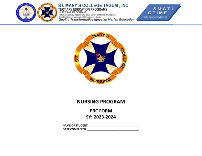 Nursing Program PRC Form 2023-2024 | PDF
