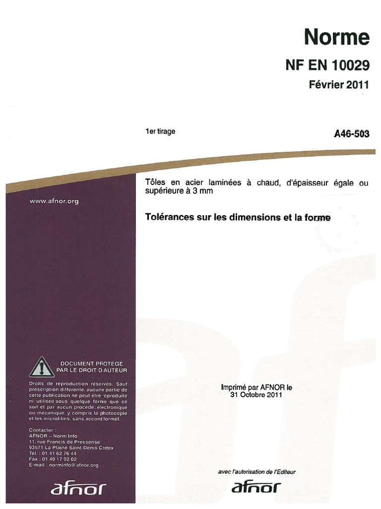 NF en 10029 - 2011 | PDF