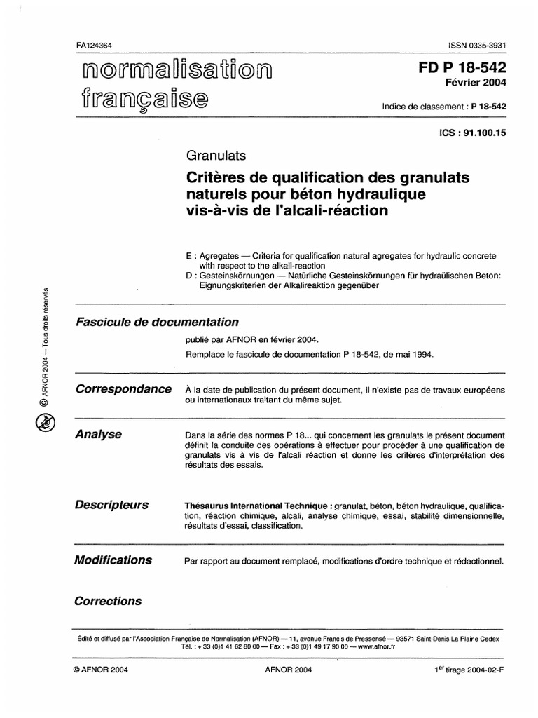 FD P 18 - 542 - 2004 | PDF