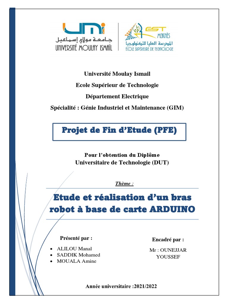 Réalisation D'un Bras Manipulateur À Base D'arduino | PDF | Robotique | Robot