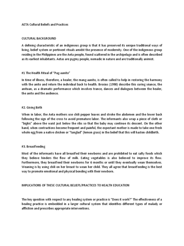 Aeta Cultural Healing Practices | PDF