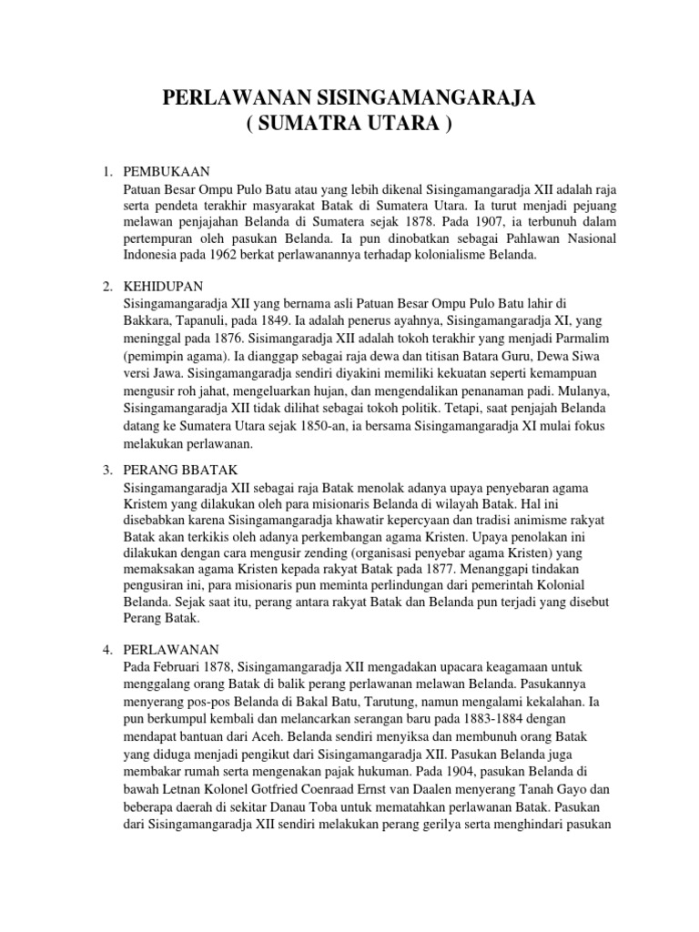 Perlawanan Sisingamangaraja XII | PDF