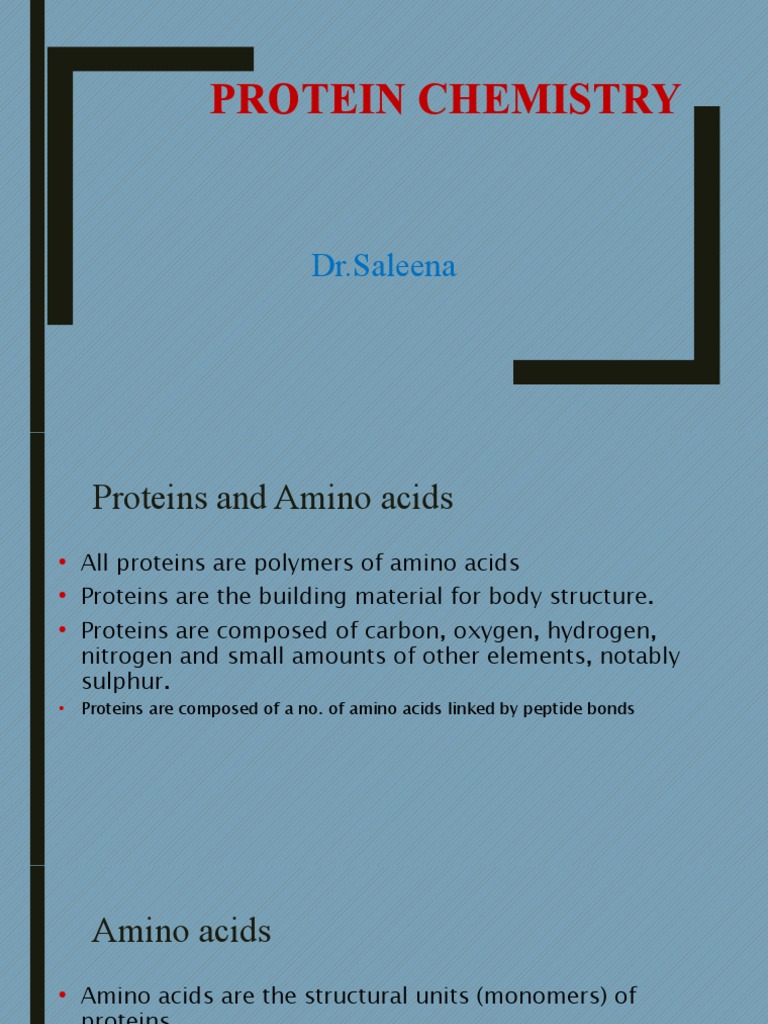 Bds Protein Chemistry 1 | PDF | Amino Acid | Acid