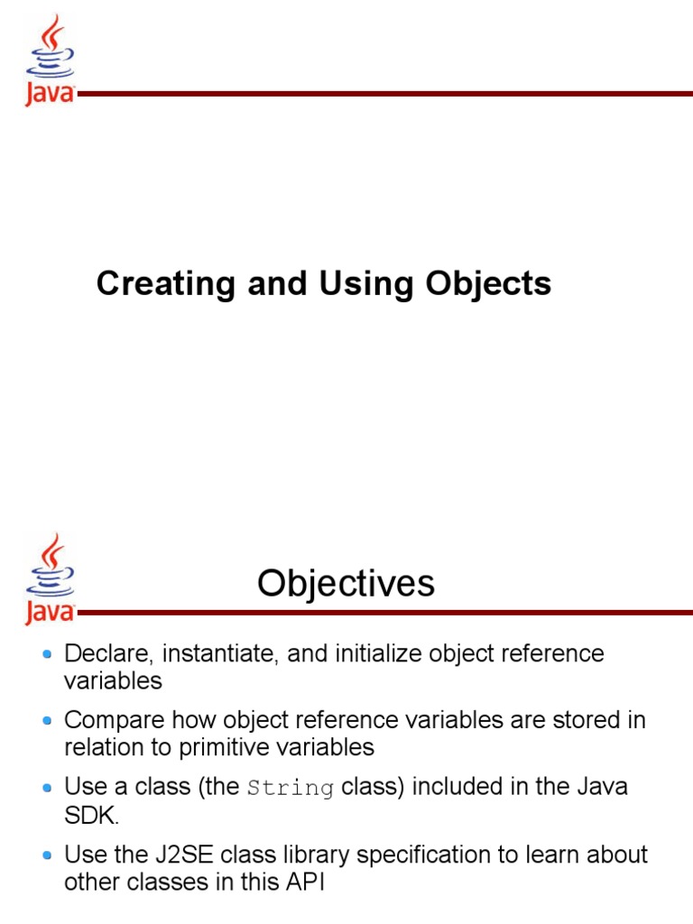 Creating and Using Objects | PDF | Class (Computer Programming) | Variable (Computer Science)