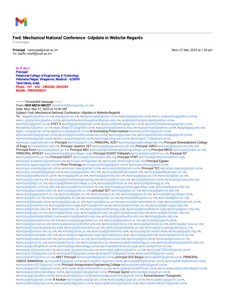 Gmail - FWD - Mechanical National Conference - Udpdate in Website-Regards | PDF | Technology ...