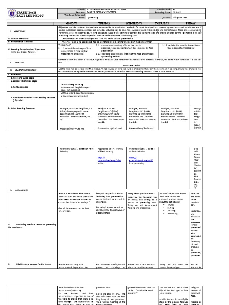 Food Preservation Lesson Plan Overview | PDF | Food Preservation | Pickling