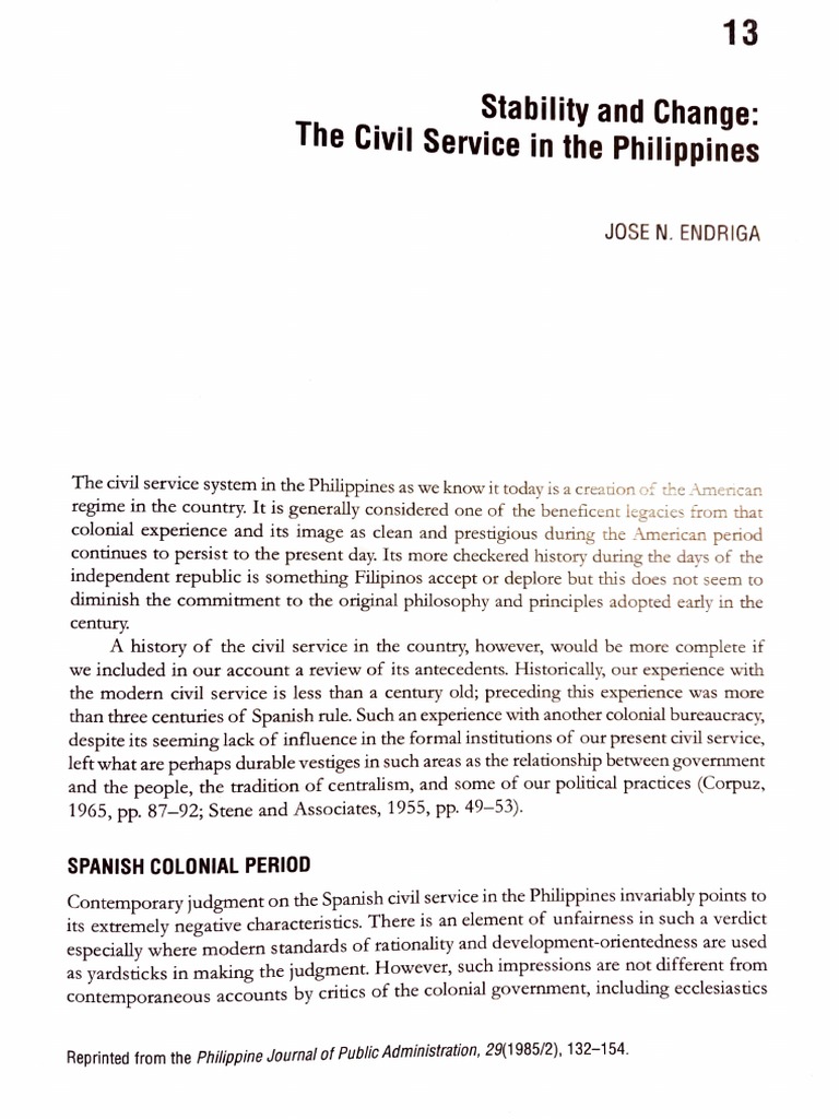 Stability and Change The Civil Service in Ph1 | PDF | Civil Service ...