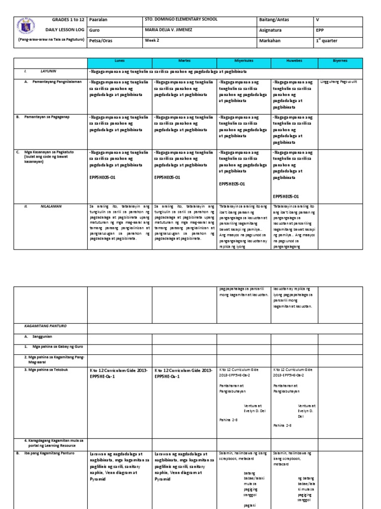 G5 DLL Q1 Week 2 Epp He | PDF