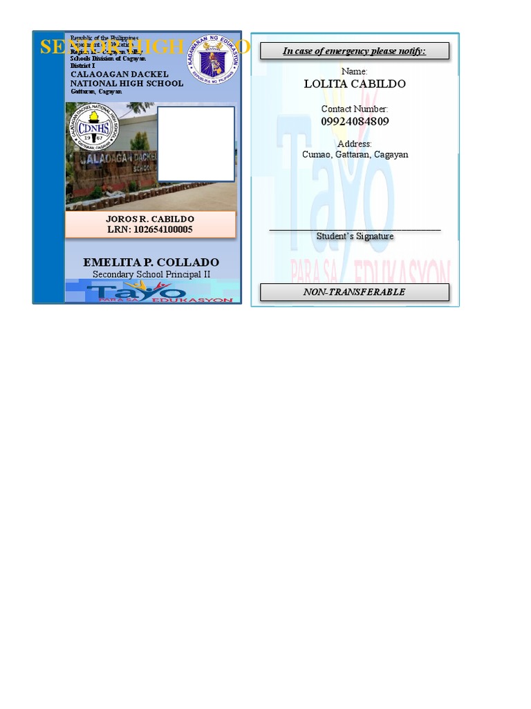 STUDENTS School ID Sample | PDF