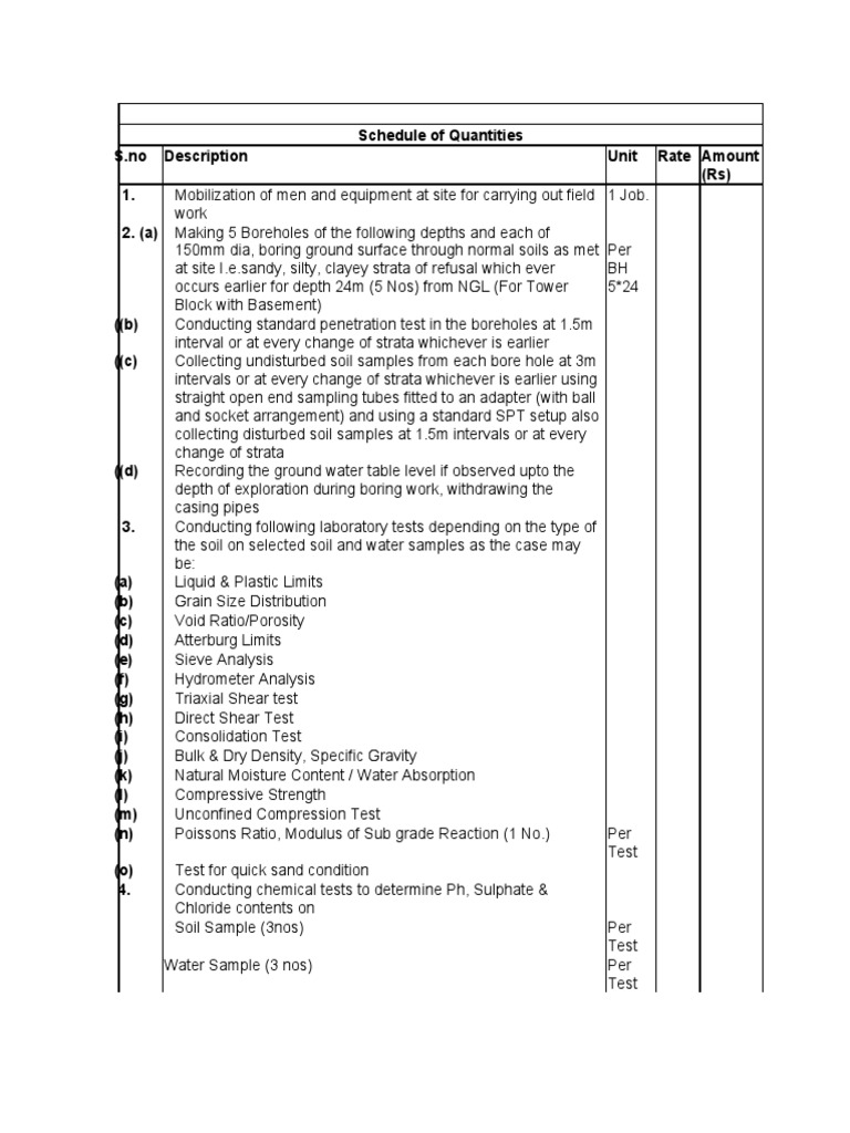 BOQ - BORE HOLE - Salcon Office | PDF | Soil | Applied And ...