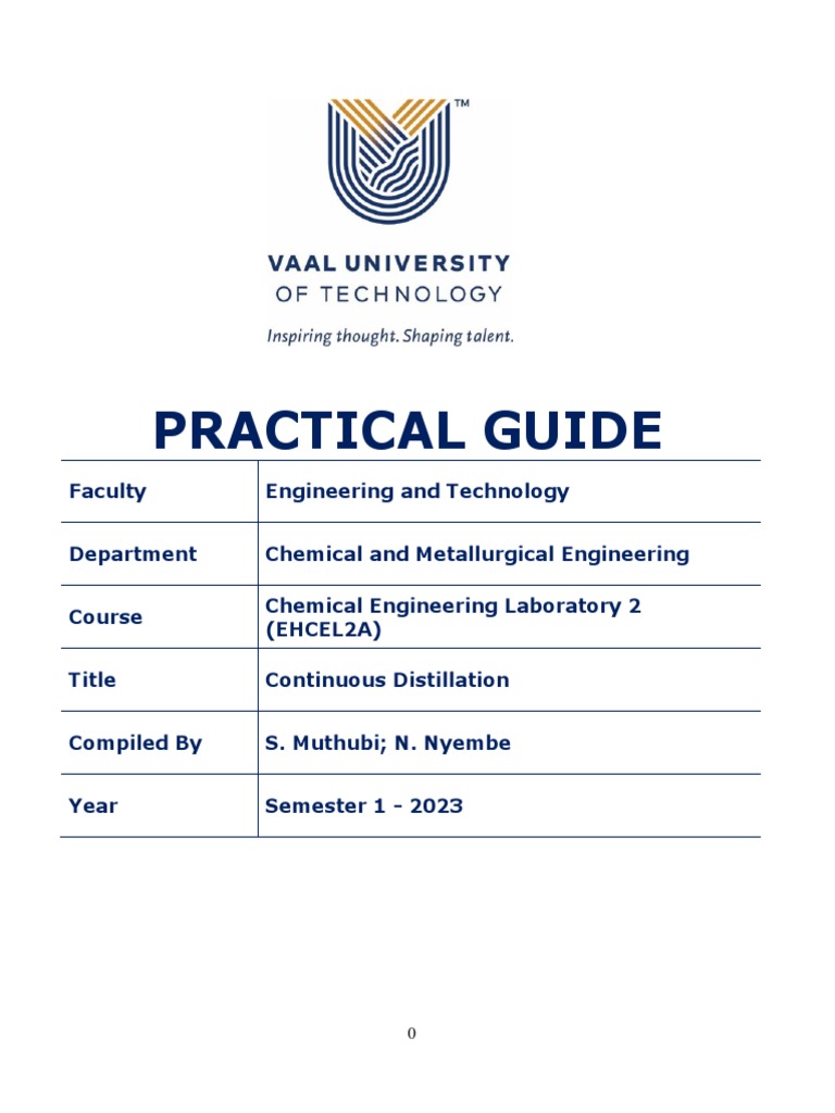 Continuous Distillation Practical Guide - 2022 PDF | PDF | Distillation | Chemistry