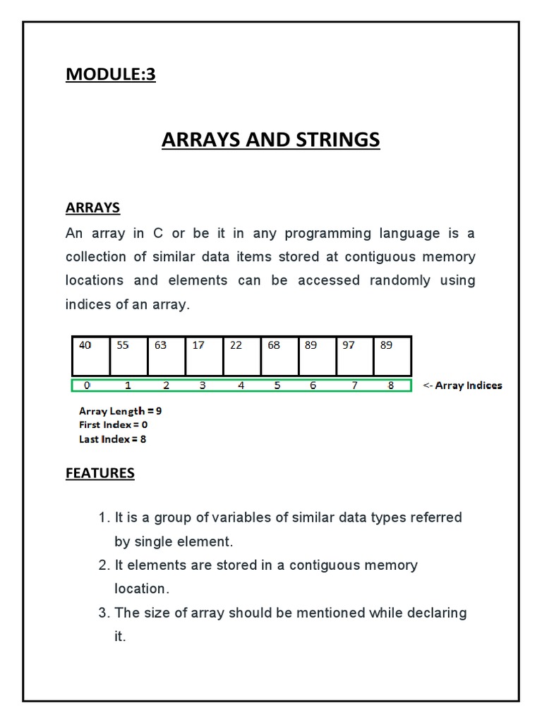 Module3 Array Pdf Matrix Mathematics String Computer Science