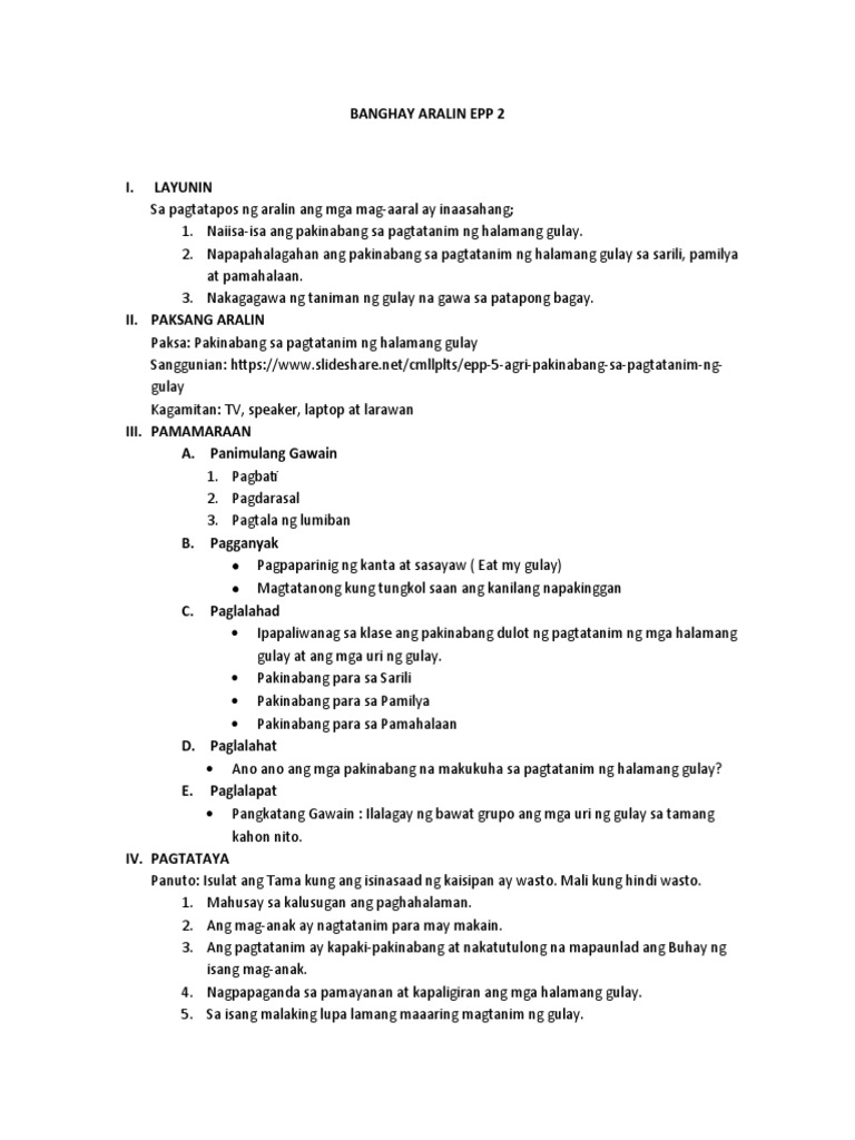 BANGHAY ARALIN EPP 2.docx | PDF