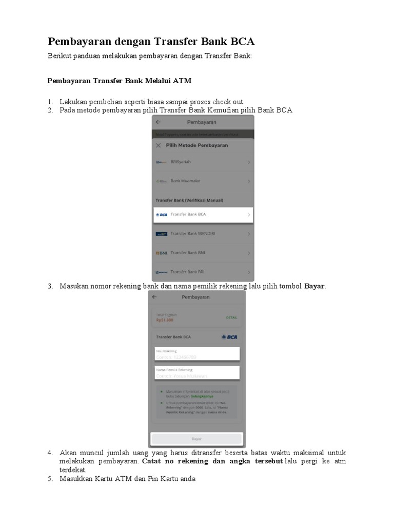 Panduan Pembayaran Transfer Bank BCA | PDF | Pengelolaan Keuangan & Uang