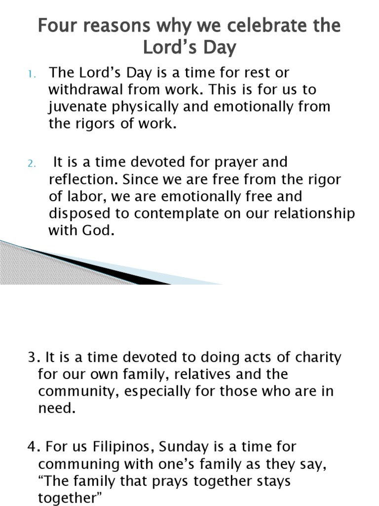 Four Reasons Why We Celebrate The Lord's Day | PDF