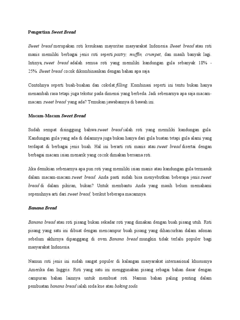 Pengertian Sweet Bread | PDF