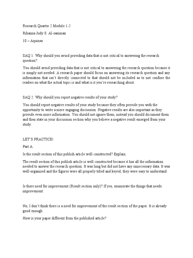 Research Quarter 2 Module 1 | PDF