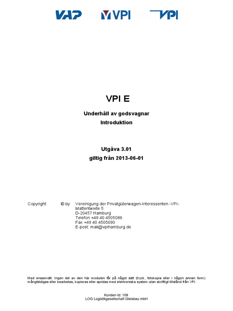 VPI E Einführungshinweise Ausgabe 3.01 schwedisch | PDF