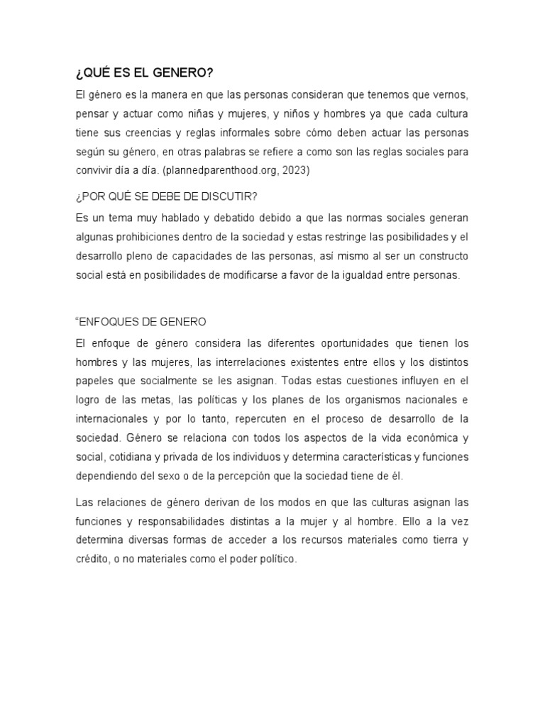 Qué Es El Genero | PDF | Género | Estudios de género
