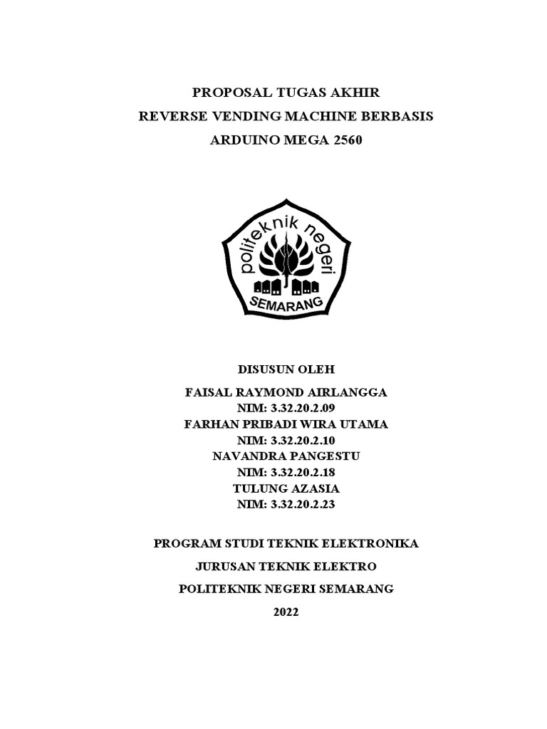 Proposal Tugas Akhir Reverse Vending Machine Berbasis Arduino Mega 2560 ...