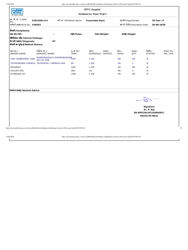 NTPC Hospital OPD Report 2020 | PDF | Practice Of Medicine | Health Care