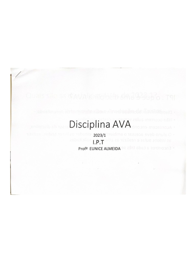 Disciplina AVA PDF | PDF