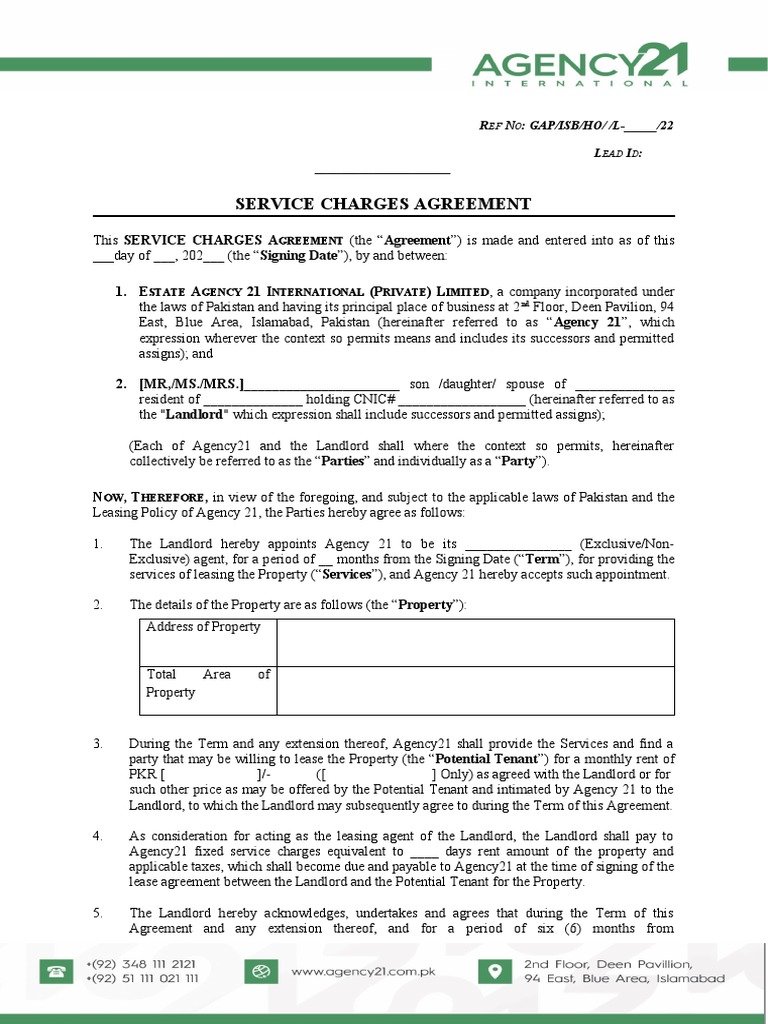 Agency 21-SCA-Landlord | PDF | Lease | Leasehold Estate
