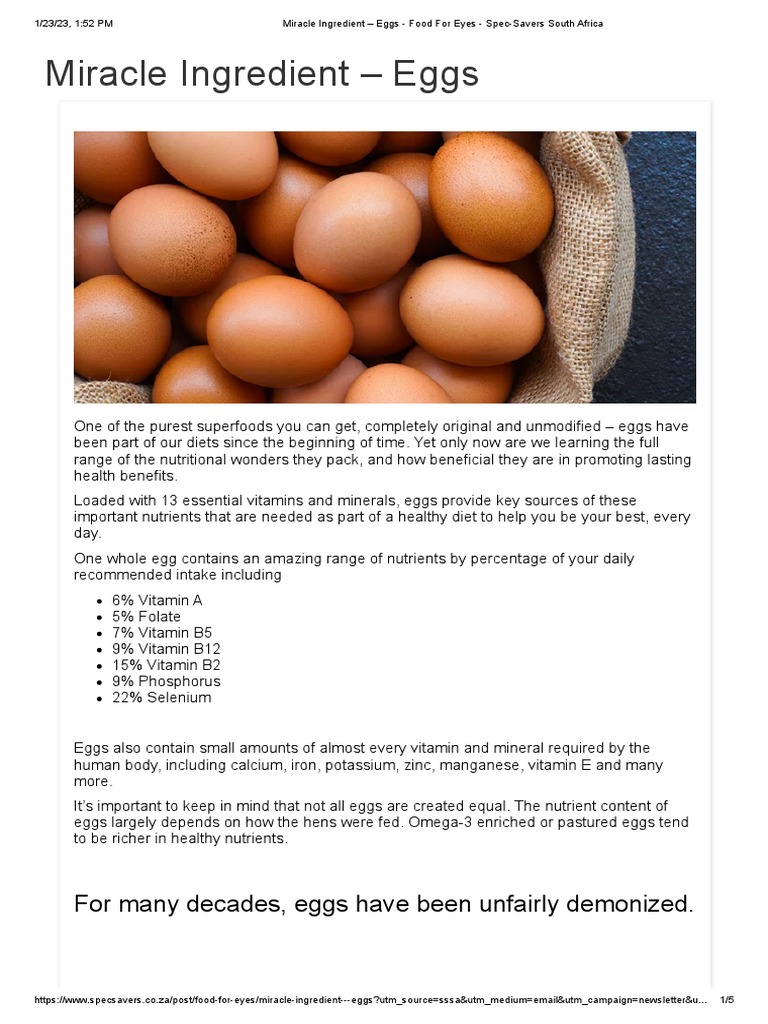 Miracle Ingredient - Eggs | PDF | Nutrients | Egg As Food