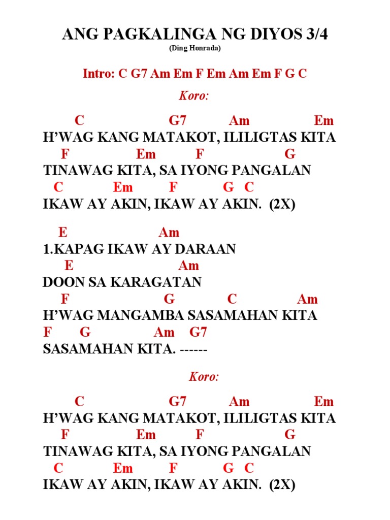 ANG PAGKALINGA NG DIYOS With Chords | PDF