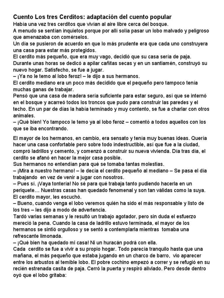 Cuento Los Tres Cerditos | PDF