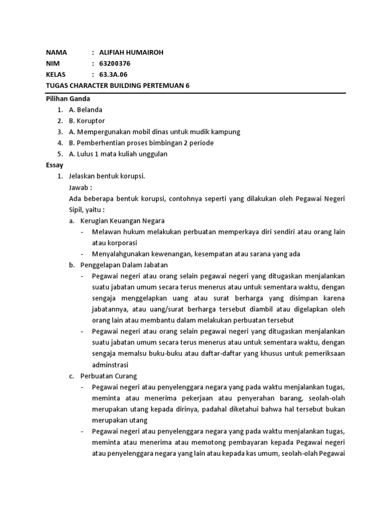 Nama: Alifiah Humairoh NIM: 63200376 Kelas: 63.3A.06 Tugas Character ...