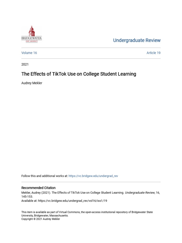 The Effects of TikTok Use On College Student Learning | PDF | Social ...