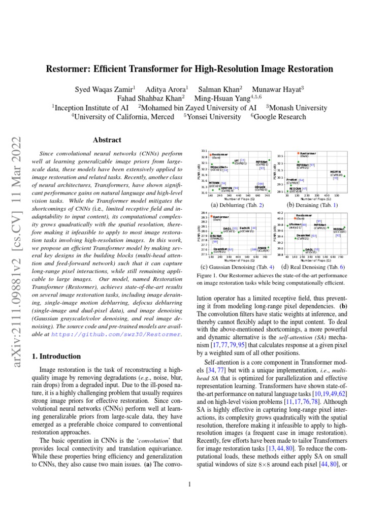 Efficient Transformer For High-Resolution Image Restoration | PDF ...