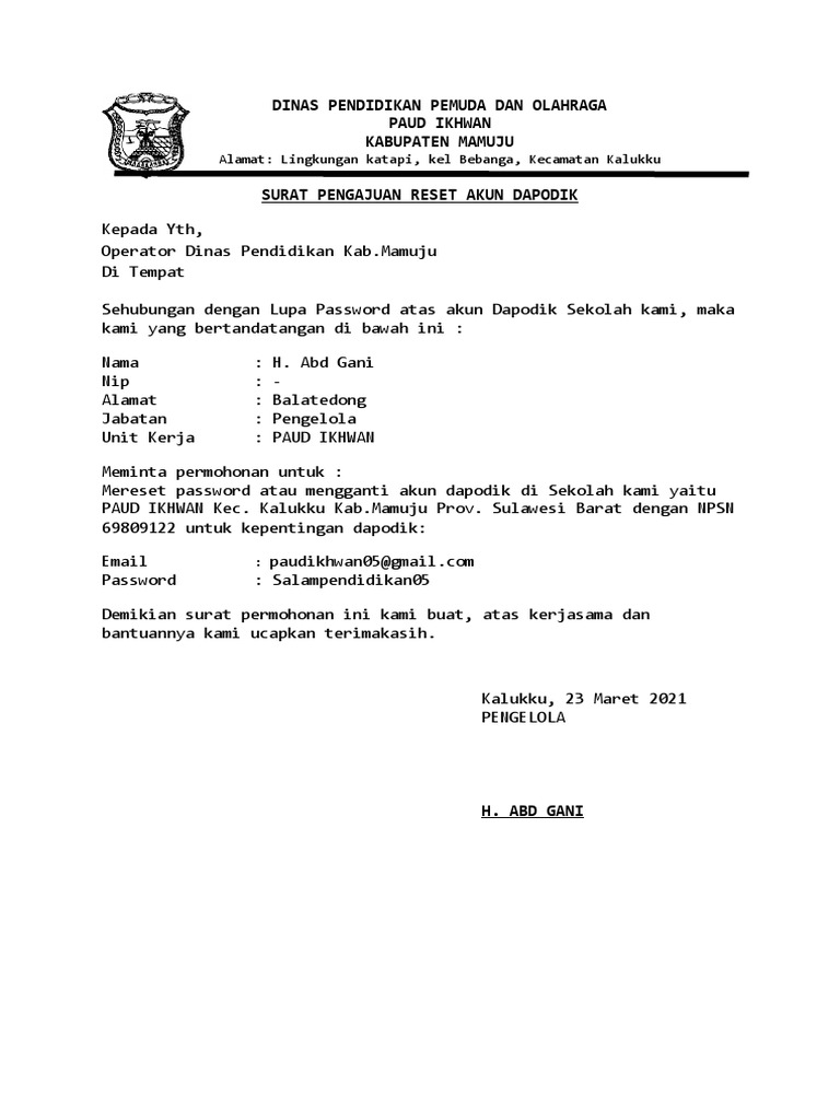 Pengajuan Reset Password | PDF | Karier & Perkembangan | Bisnis